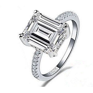 SUKKCCNO Jewelry 3 Carat CZ Engagement Rings Simulated Diamond Engagement Ring for Women Silver Wedding Jewelry (US code 8)