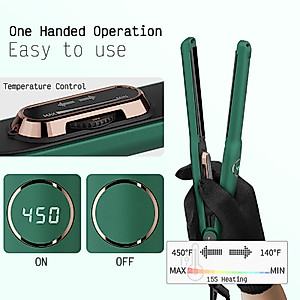 Mini Hair Straightener with LED Display Adjustable Temperature 1/2 Inch Small Flat Iron 4D 360°Swivel Short Hair Tourmaline Titanium Dual Voltage Auto Shut Off