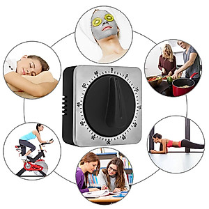 KeeQii Timer Kitchen Timer 60 Minute Timing with 80dB Alarm Sound Magnetic Countdown Timer Home Baking Cooking Steaming Manual Timer Stainless Steel Face Mechanical Timer (New Timer)