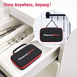 ThermoPro TP99 Hard Carrying Case Storage Bag for TP-20, TP-08S, TP-07 Wireless Remote Digital Cooking Food Meat Thermometer, Shockproof Waterproof Black Travel Protective Case/Box/Organizer