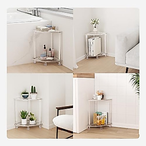 Sumerflos Acrylic Corner Shower Stool for Inside Shower - Clear Small Shower Bench for Shaving Legs Seating Waterproof Heavy Duty Easy Assemble Modern