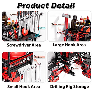 CATCHLUCK Power Tool Organizer Power Tool Storage 6 Drill Holder Wall Mount, Heavy Duty Metal Power Tool Rack 4 Layer 12 Hooks Tool Organizer