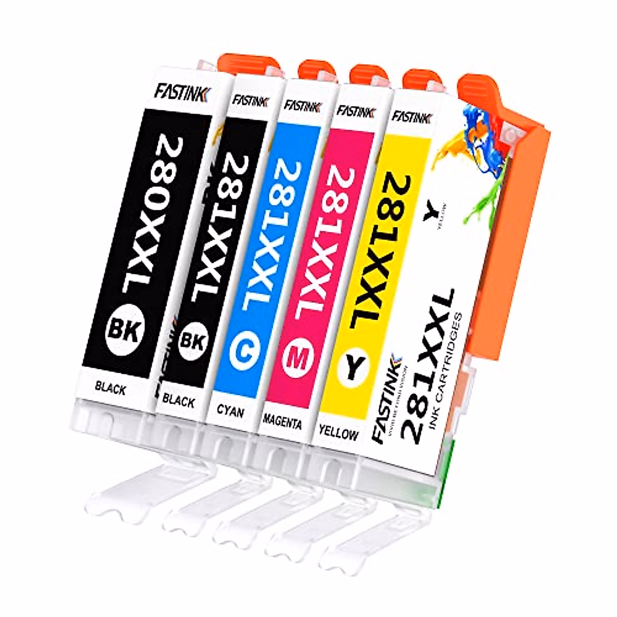 FASTINK Compatible Ink Cartridge Replacement for Canon 280 and 281 PGI-280XXL CLI-281XXL 281XXL to use with Canon PIXMA TR7520 TR8520 TS6120 TS6220 TS8120 TS8220 TS9120 TS9520 TS6320 TS9521C (5 Pack)