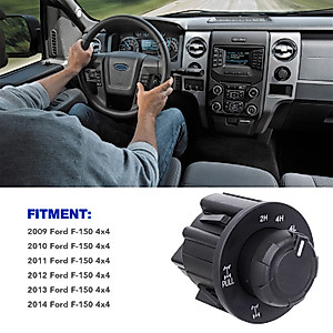 LCWRGS 4x4 4WD E-Locker Override Switch Knob Compatible with Ford F-150 2009 2010 2011 2012 2013 2014, AL3Z-14B166-BA, 4WD Differential Lock Switch Knob