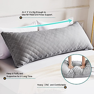 Oubonun Premium Adjustable Loft Quilted Body Pillows - Firm and Fluffy Pillow - Quality Plush Pillow - Down Alternative Pillow - Head Support Pillow - 21"x54"