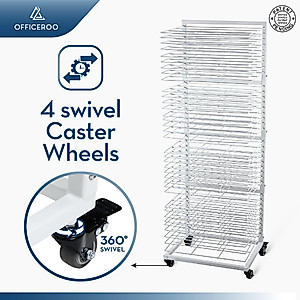 OFFICEROO Art Drying Rack for Classroom - 36 Removable Shelves - Efficient and Organized Drying Rack Art for Students' Masterpieces - Sturdy Paint Drying Rack with Lockable Wheels