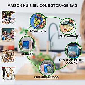 MAISON HUIS Silicone Sandwich Storage Bag, Extra Thick Reusable Silicone Sandwich Washable Bag, BPA Free Kitchen Storage Bag for Food, Leakproof(1PC,Blue)