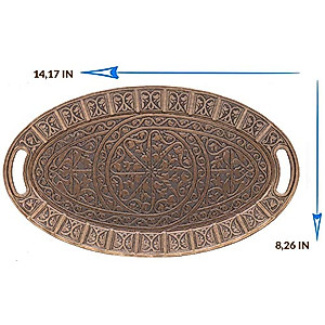 Alisveristime Turkish Ottoman Coffee Tea Beverage Serving Ellipse Tray (SMALL TRAY) (Copper)