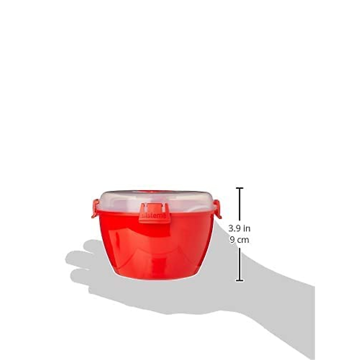 Sistema Microwave Bowl for Noddles, Pasta, and Soup with Lid and Handle, Dishwasher Safe, 31.7-Ounce, Red