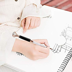 Danse Jupe 3 Pcs Big Crystal Diamond Pens,Bling Metal Ballpoint Pen,1.0 mm,Black Ink Office Supplies Gift Pens for Christmas Bridesmaid Wedding Birthday Royal Blue