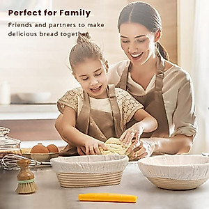 Sourdough Bread Baking Supplies CODOGOY 10 inch Oval & 9 inch Round Banneton Bread Proofing Basket Set Include Food Thermometer