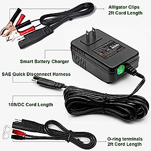Mroinge MBC022, 12V 2A Lead Acid & Lithium(LiFePO4) Automatic Trickle Battery Charger Smart Battery Maintainer for Car Motorcycle Lawn Mower Boat ATV SLA AGM Gel Lithium(LiFePO4) and More Batteries