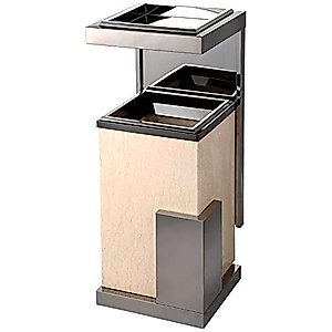 Trash Bin Trash Can Wastebasket Ashtray Garbage Bin 12L Luxury Stainless Steel Trash Can Marble Waste Bin With Ashtray Hotel Lobby Vertical Outdoor Large Garbage Bin Garbage Can Waste Bin ( Color : On