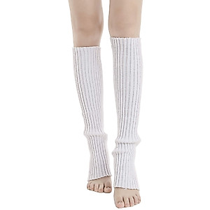 Sarfel Leg Warmers for Women 80s Ribbed Knit Leg Warmer Custume Womens Leg Warmers Sports Party Accessories White