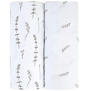 Changing Pad Cover 2 Pack - Baby Changing Pad Cover with 100% Jersey Cotton - Changing Pad Covers for Girls and Boys, Newborn Essentials (Forest Grey Leaf & Floral)