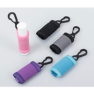 Chapstick Holder Keychain – Lip Balm Sleeve – Premium Neoprene with Key Chain Clip – Perfect for Chap Stick or Lip Gloss (Black, 2 Pack)