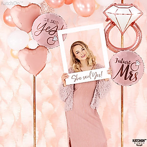 KatchOn, Diamond Ring Foil Balloon Set - Pack of 5 | Future Mrs Balloons | She Said Yes Decorations | Bridal Shower Balloons for Bachelorette Party Decorations, Rose Gold Bridal Shower Decorations