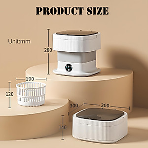 Portable Travel Washing Machine, 10L Portable Mini Washer Machine, Foldable Underwear Washing Machine with Spin Dryer, Small Portable Washer and Dryer Combo for Apartments, Camping, Travel.