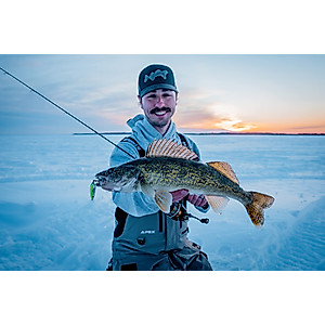 Northland Fishing Tackle Glass Buck-Shot Ice Fishing Jigging Spoon, Glo White, 3/32 Oz for Walleye, Perch, and Crappie