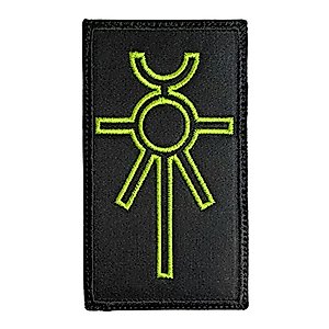 Almost SGT Warhammer 40K Necrons Symbol Patch Black Background - Funny Tactical Morale Embroidered Patch Hook Fastener Backing