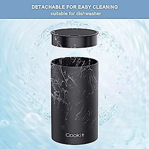 Knife Block Holder, Cookit Universal Knife Block without Knives, Unique Double-Layer Wavy Design, Round Black Knife Holder for Kitchen, Space Saver Knife Storage with Scissors Slot