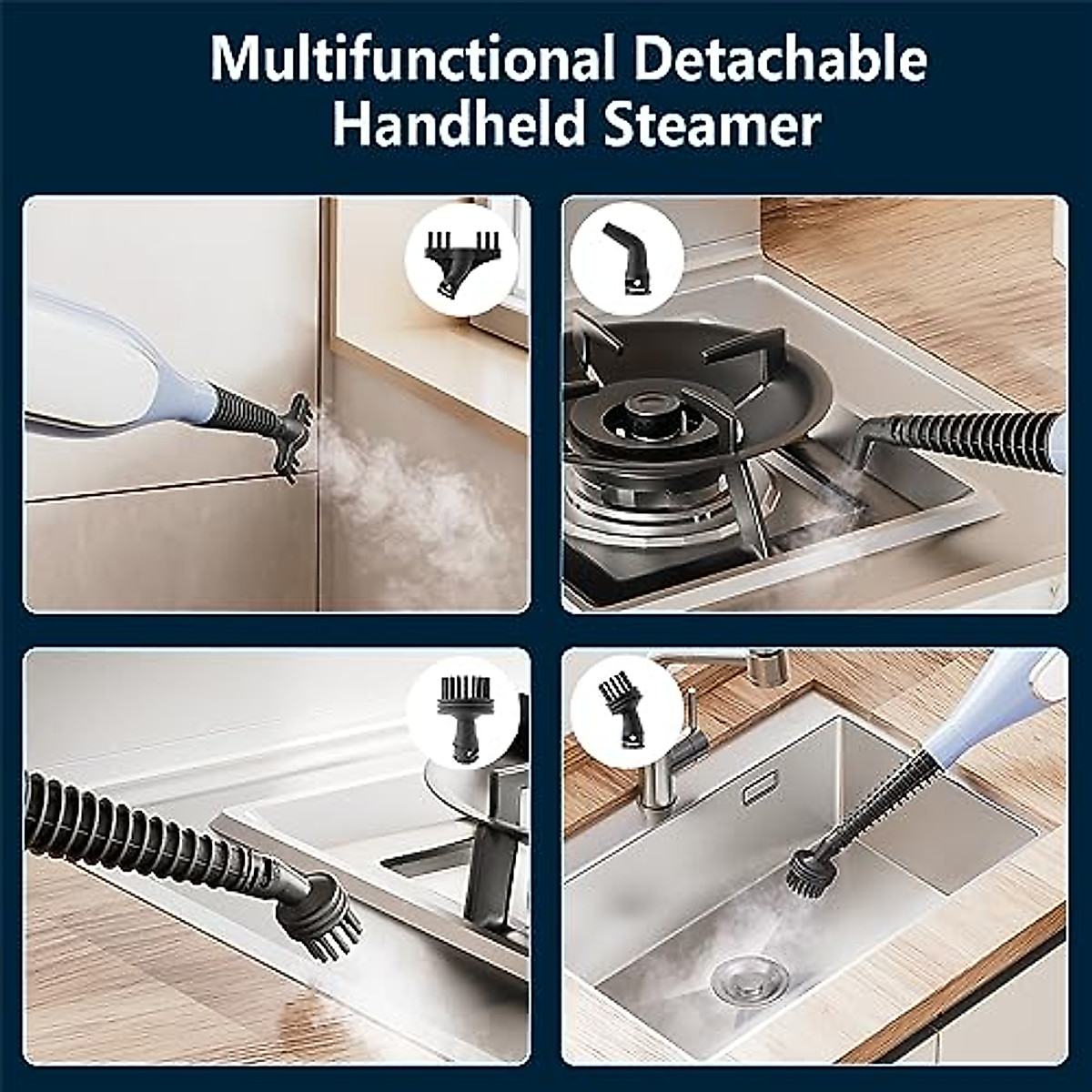 Steam Mop, Floor Scrubber Spin Steam Mop for Floor Cleaning, Multipurpose Steam Cleaner for Home, Steam Adjustable, 2 Sets of Mop Pads, for Hard/Hardwood/Laminate/Tile/Marble Floors, Sandoo SC1070