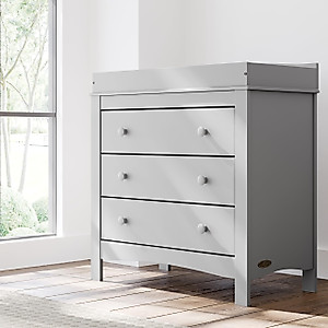 Graco Noah 3 Drawer Chest with Changing Topper, Baby and Kids Dresser, Universal Design for Children's Bedroom, Pebble Gray