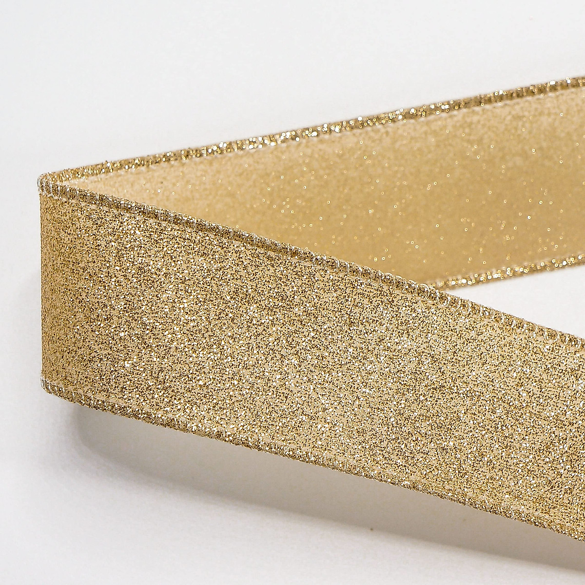 Traico Gold Glitter Wired Ribbon - 1.5 Inch x 10 Yards (30 Ft) x 1 Roll for Christmas Home Decor Gift Wrapping Bow Making Wreath DIY Crafts Wedding