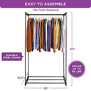 HOLDN’ STORAGE Portable Wardrobe Closet - Premium Metal Hanging Rod with Beige Cover- 65 Lb. Weight Capacity- Super Easy Assembly, No Tools Required (Dark Gray)