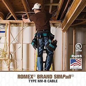 Southwire Romex Brand Simpull Solid Indoor 14/2 W/G NMB Cable 100ft Coil - SW# 28827423