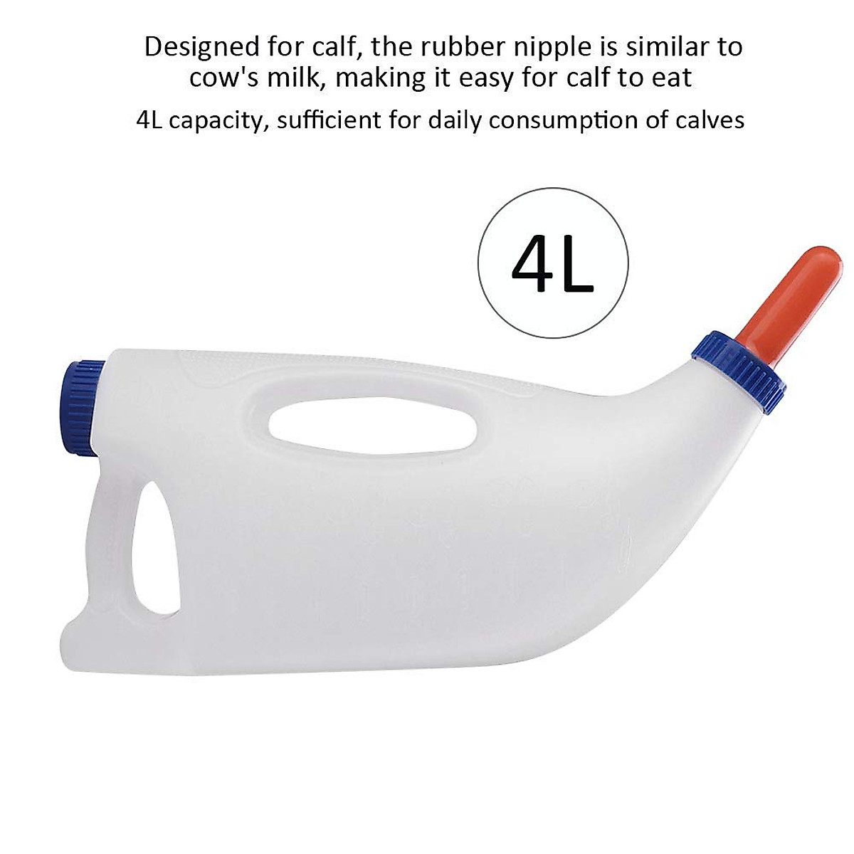 Redxiao~ Plastic Calf Milk Bottle, 4L Nursing Milk Feeder Calf Feeding Milk Bottle with Handle for Calf Cattle