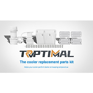 Cooler Replacement Parts Kit, Ice Chest Plastic Hinges, Threaded and Triple-Snap Drain Plug, Latches and Stainless Steel Screws Combo, Plastic Cooler Replacement Set