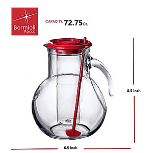 Bormioli Rocco Kufra Jug with Ice Container, Red Lid, 72 3/4 Ounce