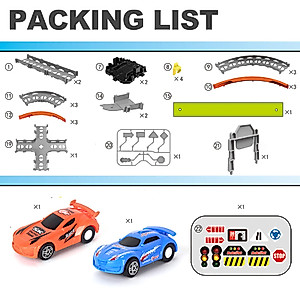 Race Car Track Set, Assembled Car Track Toys with 27 Pcs Building Kits, 2 High Speed Race Cars, 360° Loop X-type Crossing Track for Kids 3+ Ages Birthday (A Race Car Set)