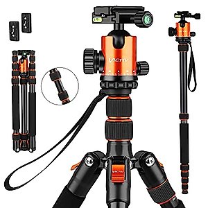 VICTIV 80" Camera Tripod, DSLR Tripod for Travel, Aluminum Heavy Duty Tripod Stand with 360° Ball Head, Camera Tripods & Monopods with Carry Bag, Professional Tripod for Canon Nikon -AT40 Orange