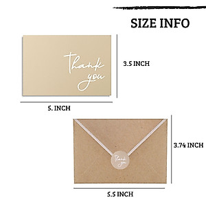 100 PK Bulk Thank You Cards with Envelopes - 5 x 3.5 Inches Wedding Thank You Cards Baby Shower Bridal Shower Personalized Thank You Notes for Small Business Graduation Funeral Birthday (2 colors)