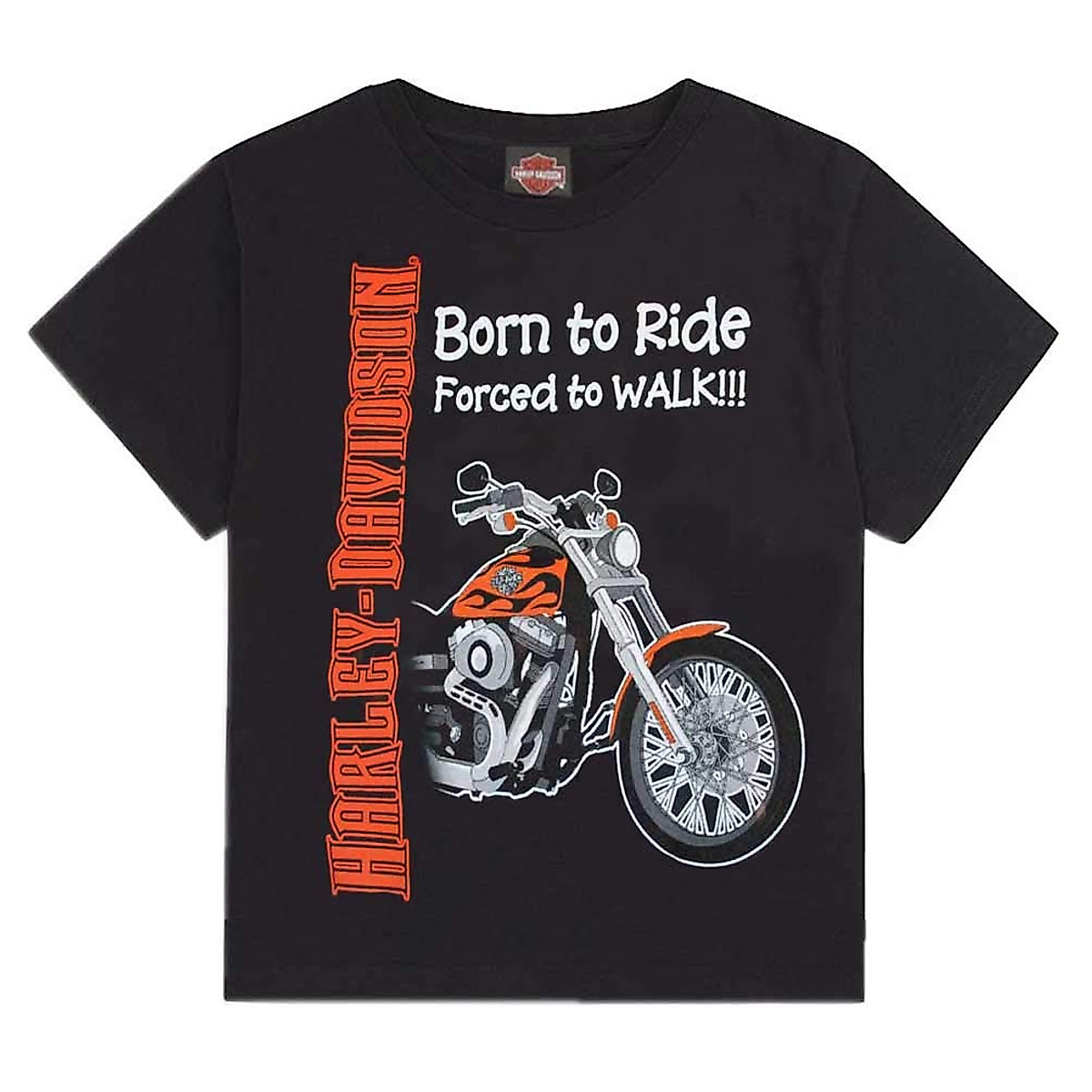 Harley-Davidson Little Boys' Born to Ride, Forced to Walk Tee Black 0174132 (2T)