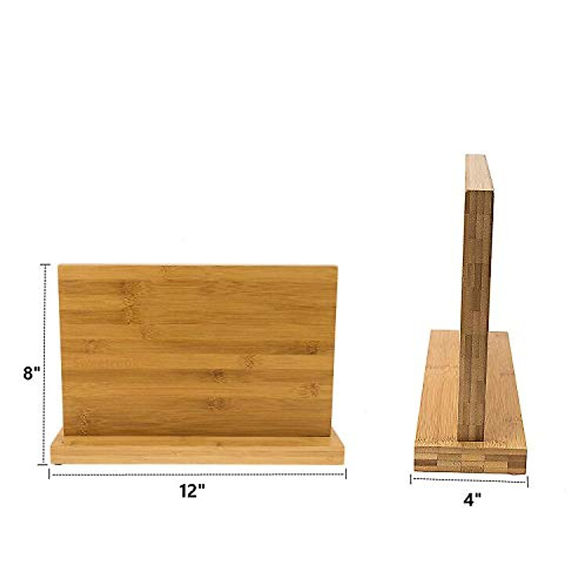 Knife Block Magnetic Universal Knives Holder Double Side Cutlery Display Natural Bamboo Knife Block Enjoy Safe & Bristle Free (12 inch)