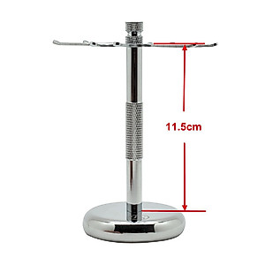 Deluxe Stainless Steel 4 Prong Safety Razor and Shave Brush Stand Drip Stand