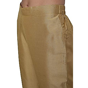 Janasya Gold Gota Patti Poly Silk Straight Kurta Set With Dupatta