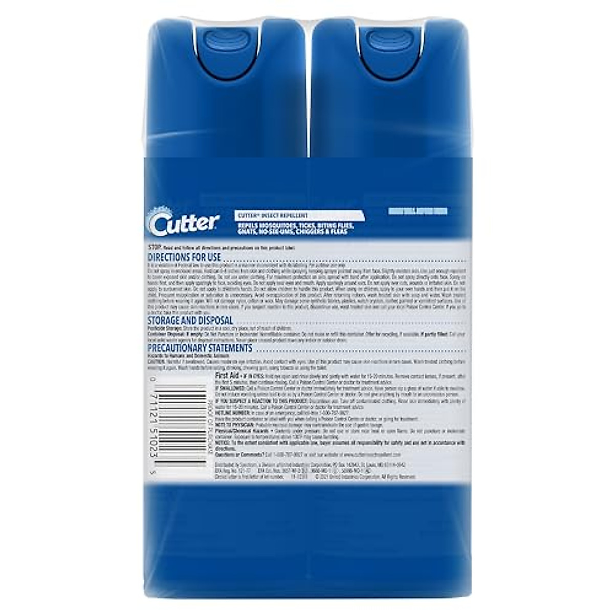 Cutter Insect Repellent Twin Pack, 2-6 Ounce Aerosol Cans, With 7 Percent DEET