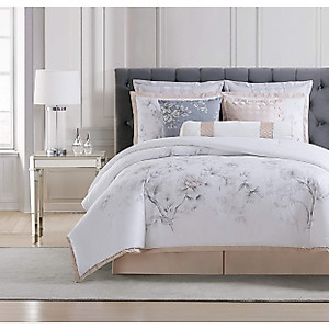 Charisma Riva Duvet Set, King, White/Blush/Grey