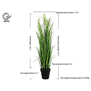 GEPLS 37.5"/90CM Faux Wheat Grass Faux Plant Onion Grass Home Decor Plants Green Shrubs Plastic Plant for Home House Office Table Bathroom Indoor Outdoor Decor Bohemian Decor (Green)
