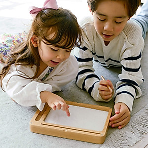 Blue Ginkgo Montessori Sand Tray – Premium Wooden Tray with Lid for Letter Tracing, Numbers, Drawing, Classroom Use (9.8 x 6.7 Inches)