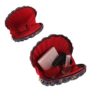 Women Mini Glitter Sequins Seashell Evening Clutch Handbag Chain Strap Cross-body Bag Shoulder Bag