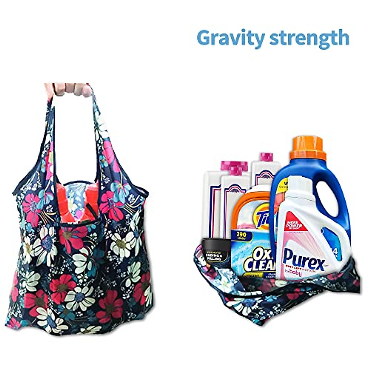 lukar Foldable Reusable Grocery Bags, Portable Reusable Shopping Bags Totes Machine Washable With Handles Folding Storage Bag, 10 Pack Flower Small daisy Leaf Lattice (1 extra small bag Design)