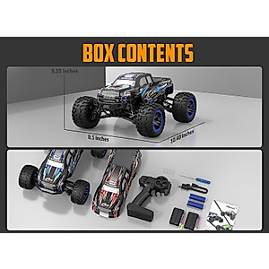 RACENT RC Car, 1:16 Scale All Terrain Monster Truck, 30MPH 4WD Off Road Fast Remote Control Toy 2.4Ghz High Speed Electric Vehicle with 2 Rechargeable Batteries, 40+ Min Play, Gift for Boys Adults
