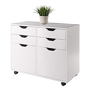 Winsome Halifax Storage Mobile Cabinets, 2 Doors, 4 Drawers, for Home Office, White