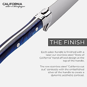 California Champagne Saber Company - Electric Blue - Handmade Sword Made in Laguiole French Style - Packaged in Elegant Pinewood Crate - Luxurious Champagne Knife Bottle Opener