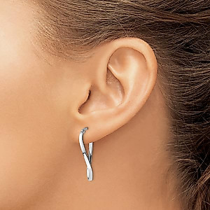 14K White Gold Oval Hoop Earrings